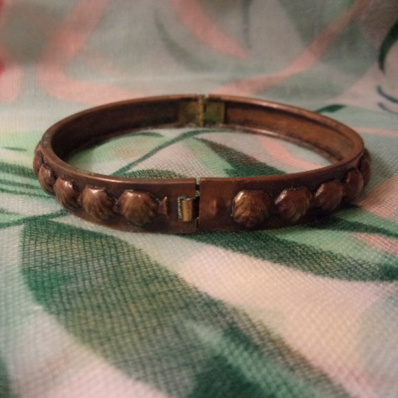 Vintage | Jewelry | Vintage Copper Clam Shell Hinged Bracelet | Poshmark